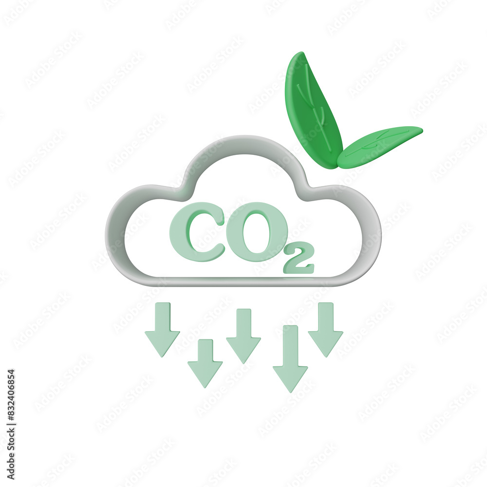 Green cloud co2 reduction icon, reducing CO2 emissions to stop climate ...