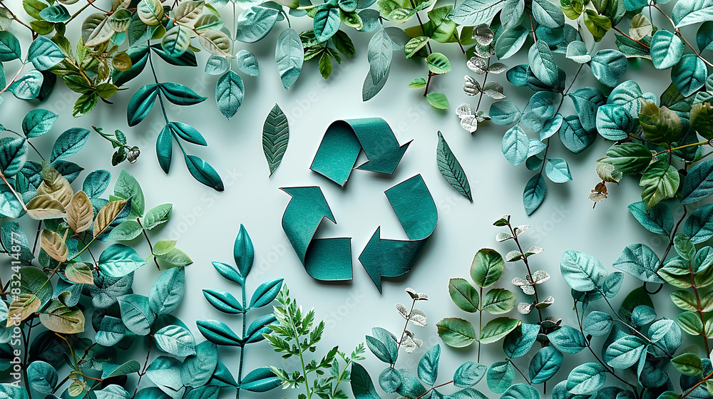 Wide banner illustration of recycle and reuse, natural green color ...