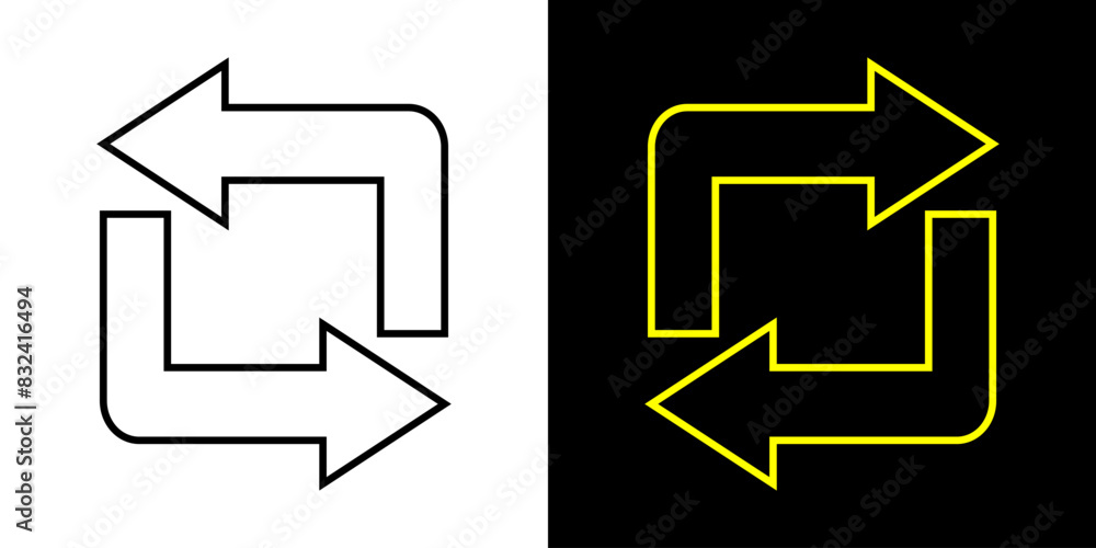 Square cyclic rotation arrow icon. Navigation concept arrow sign. Stock ...