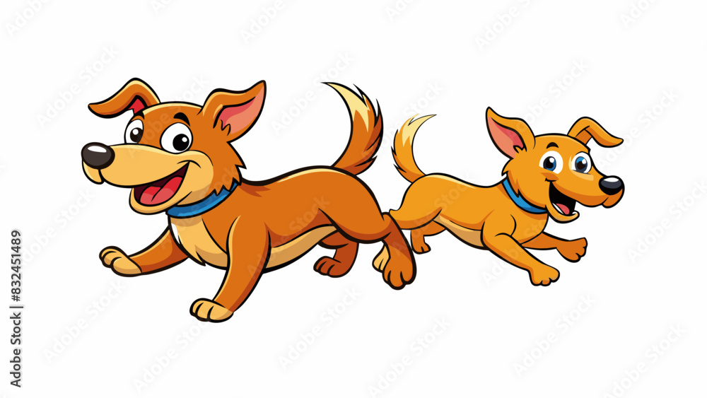 The two dogs in the park were equally energetic chasing each other ...