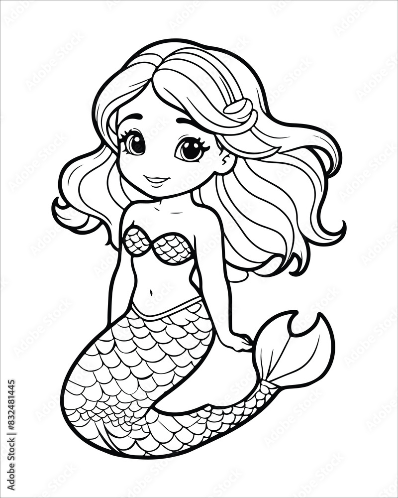 Cute mermaid Coloring pages for kids, ocean animals coloring pages ...