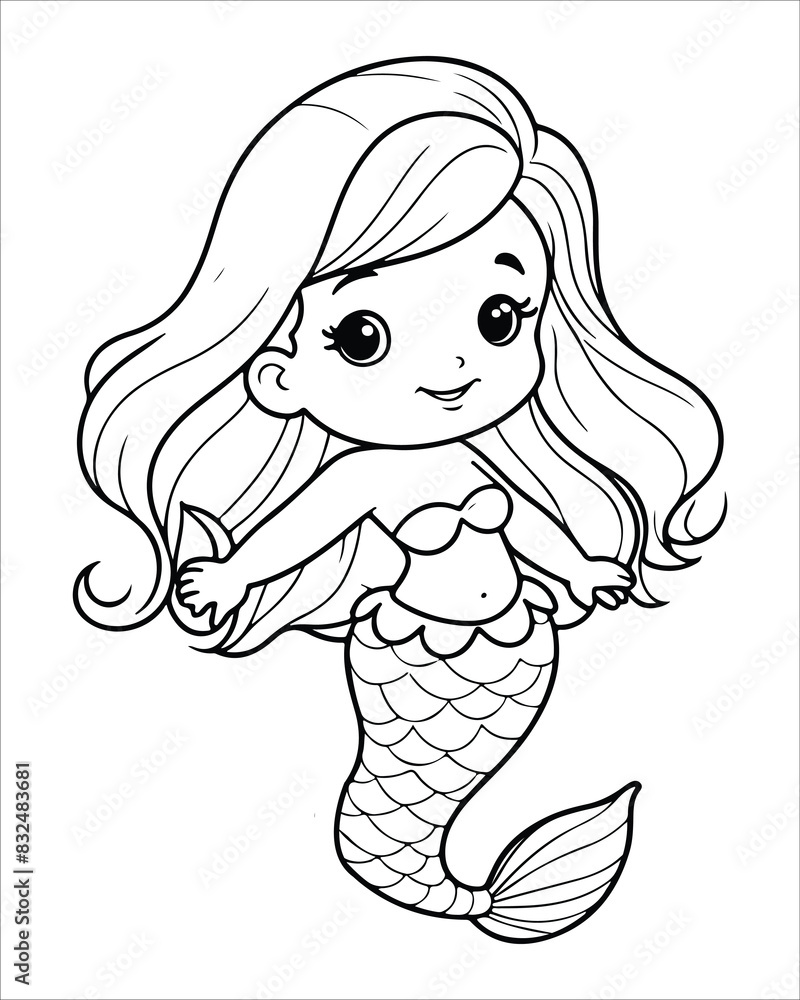 Cute mermaid Coloring pages for kids, ocean animals coloring pages ...