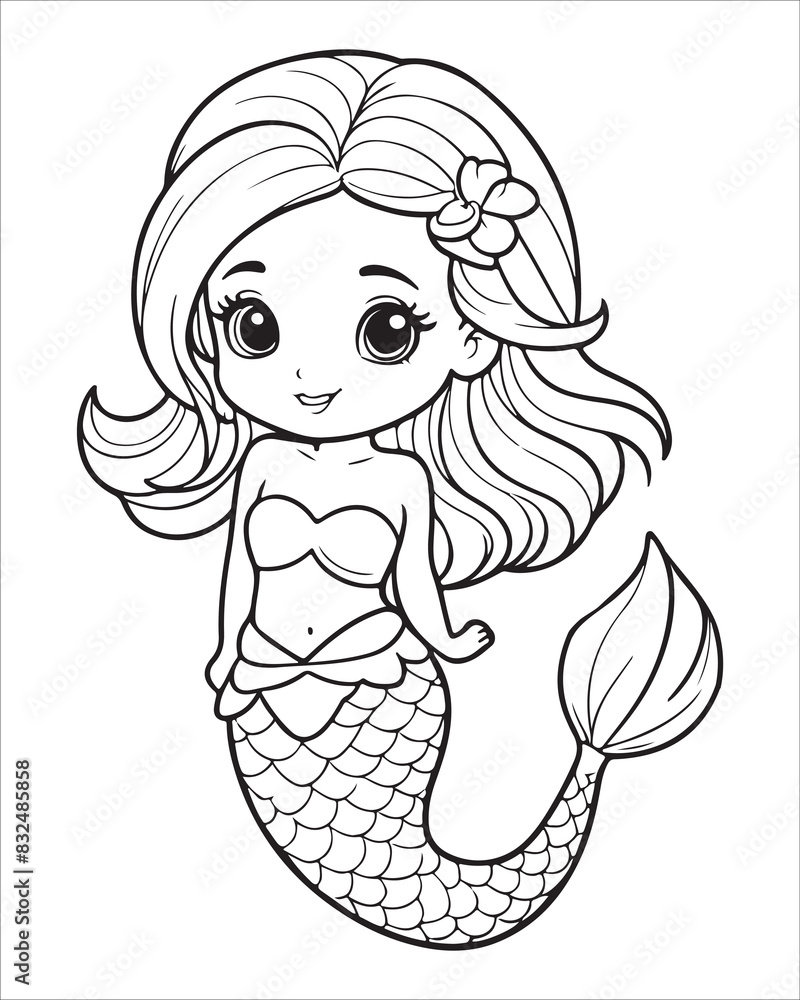 Cute mermaid Coloring pages for kids, ocean animals coloring pages ...