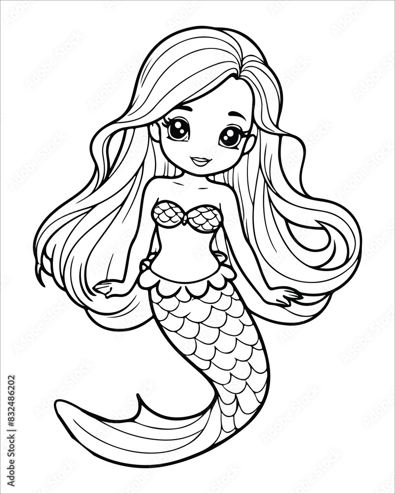 Cute mermaid Coloring pages for kids, ocean animals coloring pages ...