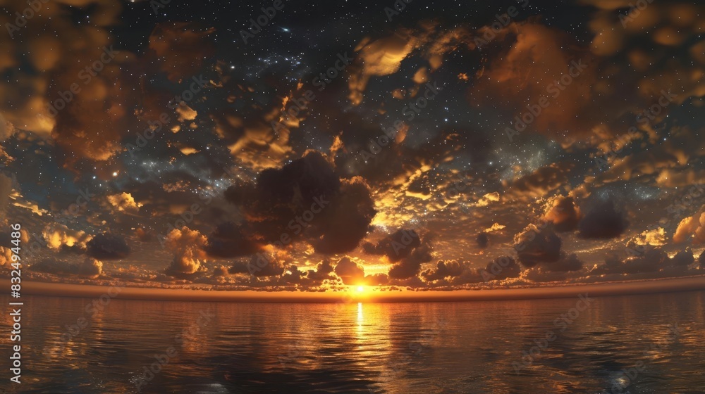 Highresolution HDRI map for equirectangular projection at sunrise ...