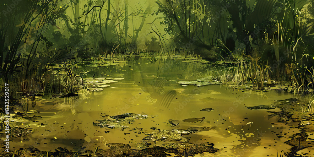 Squalid Sludge Swamp: High-resolution view of a squalid and slimy swamp ...