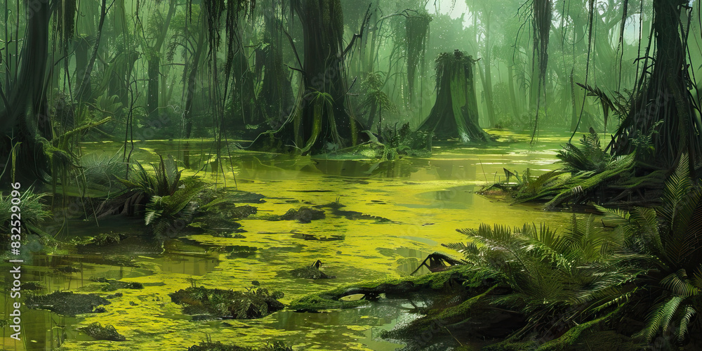 Squalid Sludge Swamp: High-resolution view of a squalid and slimy swamp ...