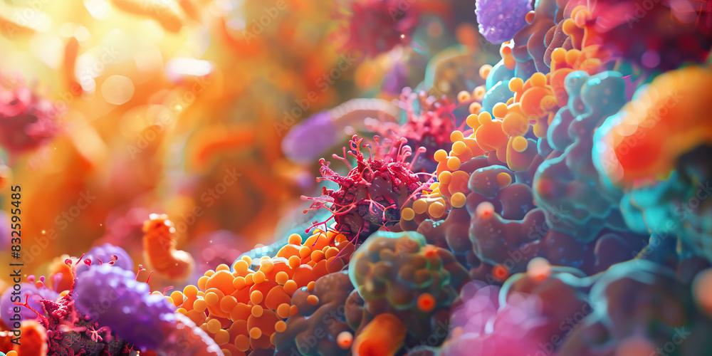 Biochemical Pathways of Bacteria: Close-up view of metabolic processes ...