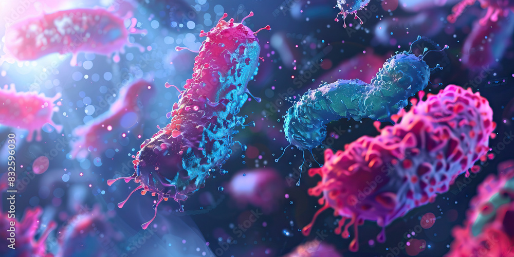 Ilustração Bacterial Colony Morphology: Detailed microscopic ...