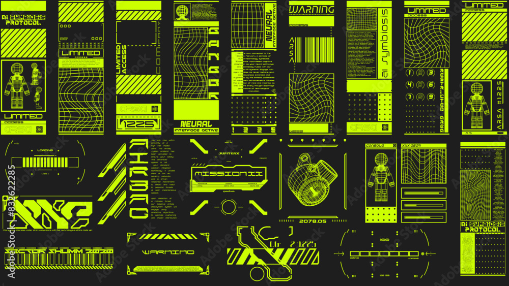 Vector de Stock Scifi Hud elements. Futuristic text box, border, frame ...