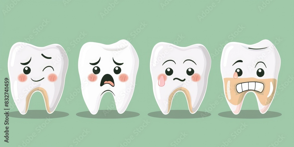 Cartoon Teeth. Dental Anatomy and Care Concept with Cute Illustration ...