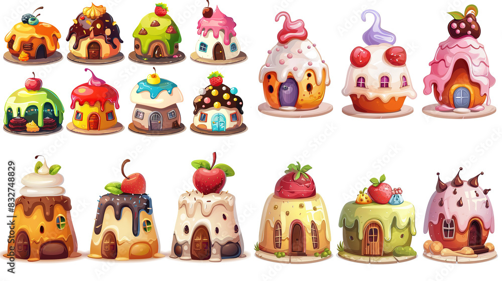 cute fairytale pudding cake cartoon house clipart isolated on white ...