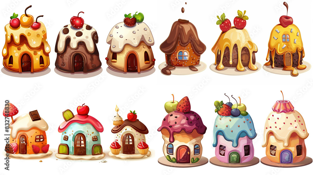 cute fairytale pudding cake cartoon house clipart isolated on white ...