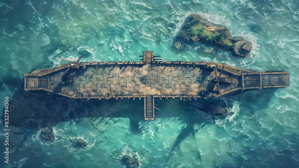 Sea Ship Battlemap DnD,RPG Map for Dungeons and Dragons, Sea Stock ...