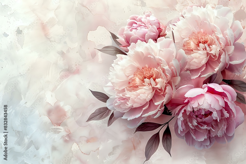 Elegant pink peonies on a soft watercolor background, perfect for ...