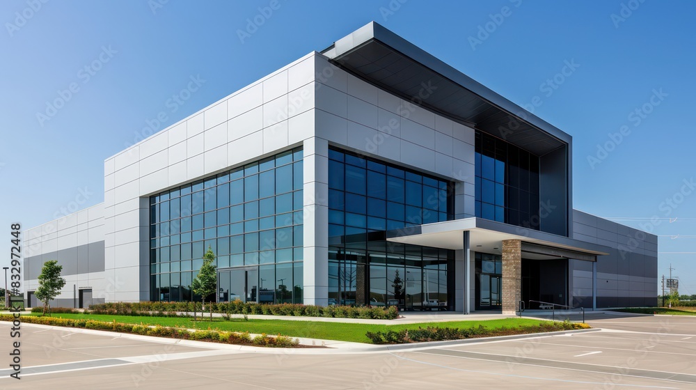 modern warehouse exterior view Stock Illustration | Adobe Stock