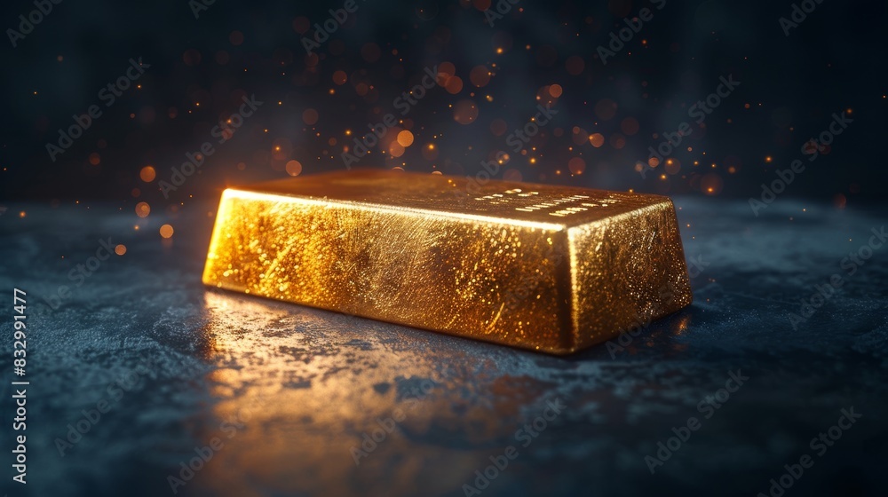Isolated luxury gold bar in a studio setting, close-up view with dark ...