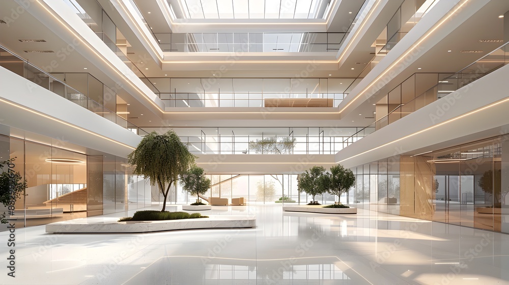 Sleek and Sophisticated Corporate Headquarters with Expansive Atrium ...