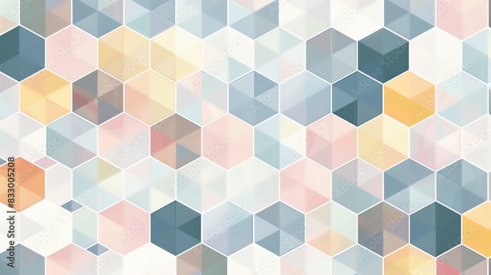 Hexagonal grid pattern, rule of thirds, flat design, white background ...