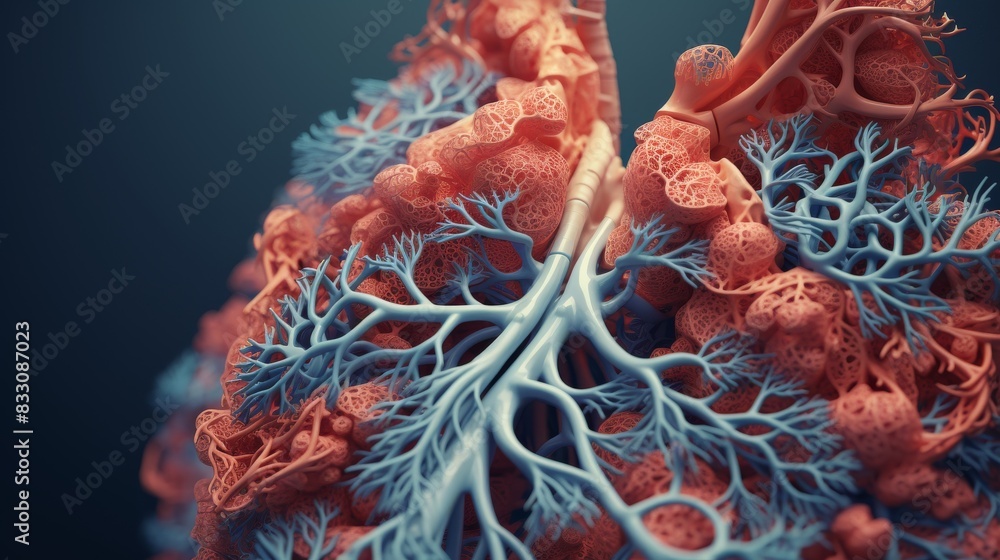 Detailed 3D Render of Alveoli in the Lungs Showing Respiratory System ...