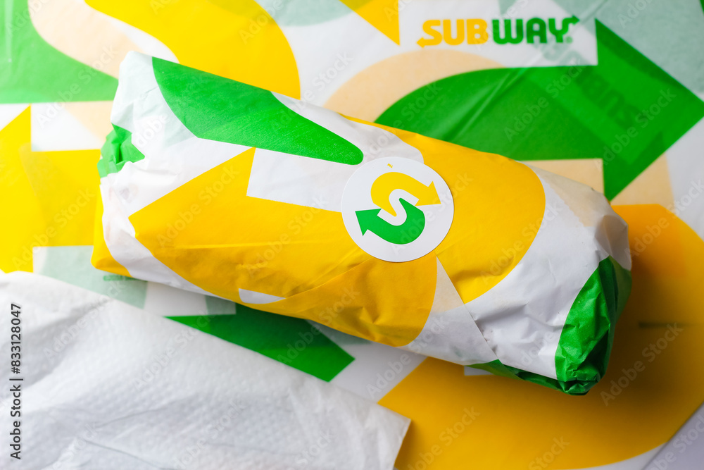 Bangkok, Thailand - January 19 2024 - Subway sandwich, Subway logo ...