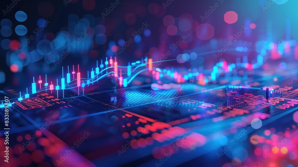 Abstract financial graph with up trend line candlestick chart in stock ...