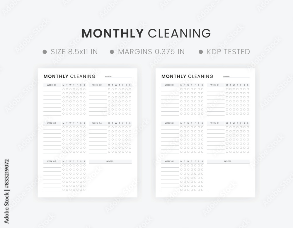 Monthly Printable Cleaning Checklist, Cleaning Planner Template ...