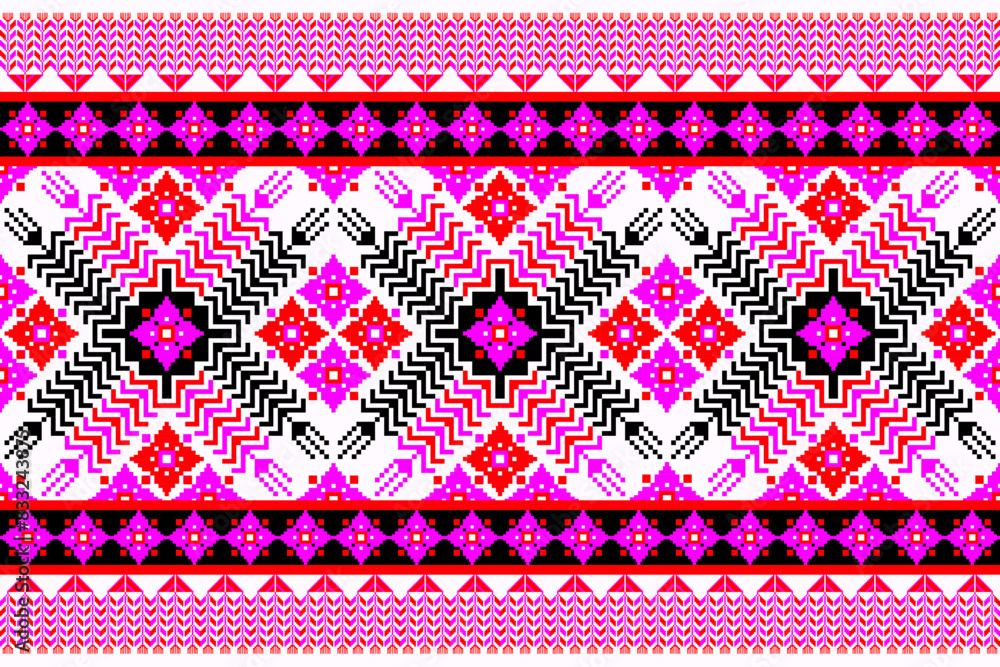 Designed with Ulos Ethnic Batak fabric pattern on a pink background ...
