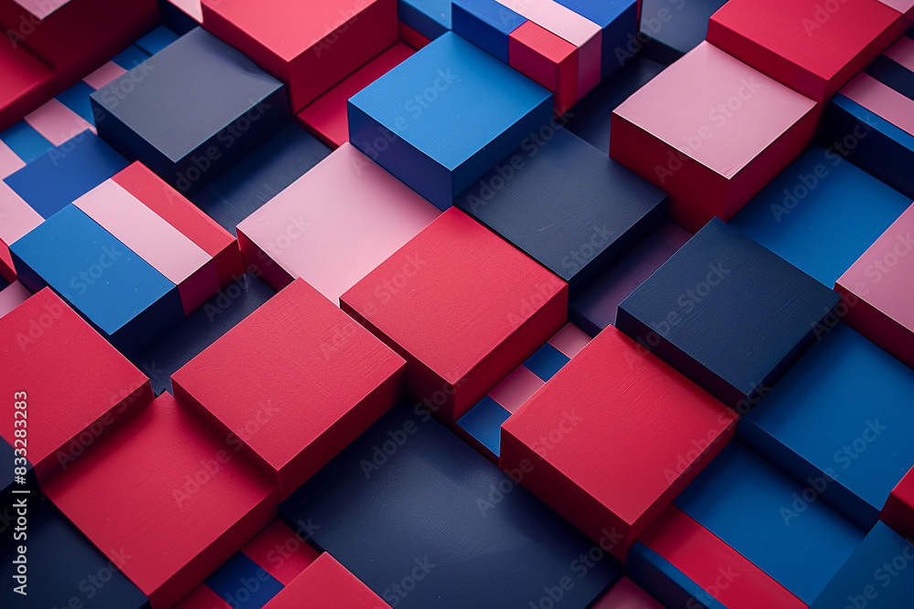 Sleek grid layout with patriotic color blocks for a modern Memorial Day ...