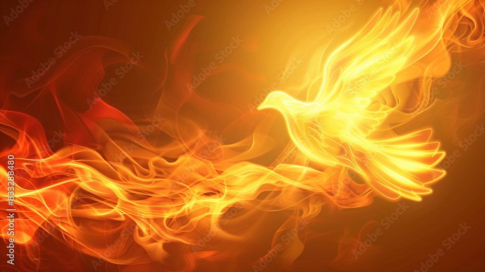 A burning dove, which is a symbol of the Holy Spirit in Christian ...