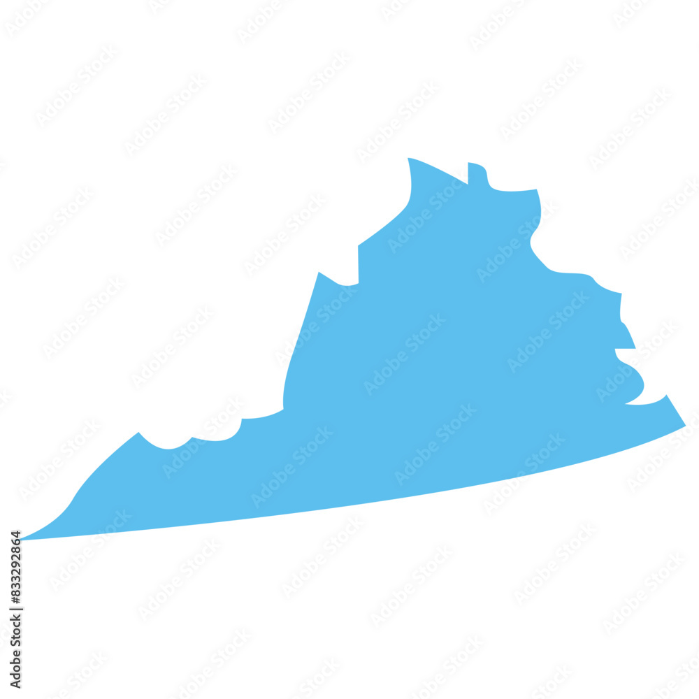 VIRGINIA USA state maps blue vector outline boundary silhouette ...