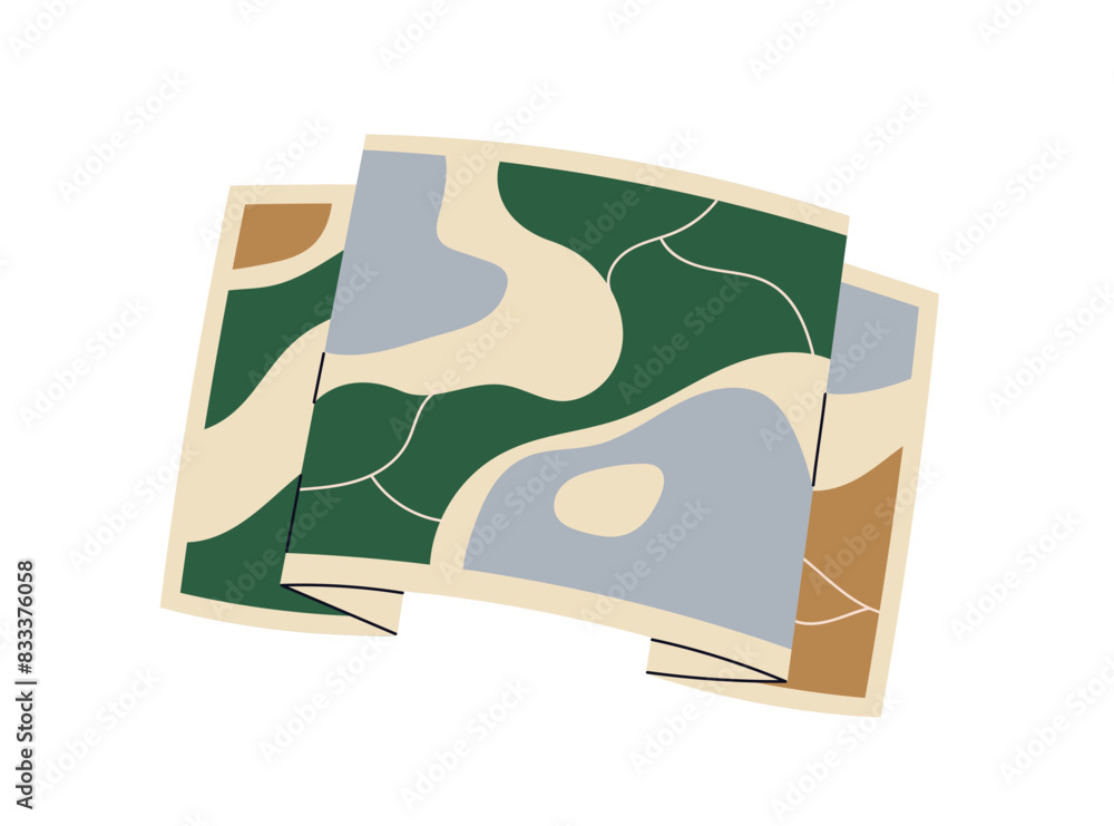 Paper map for travel and navigation. Guide for journey and trip ...