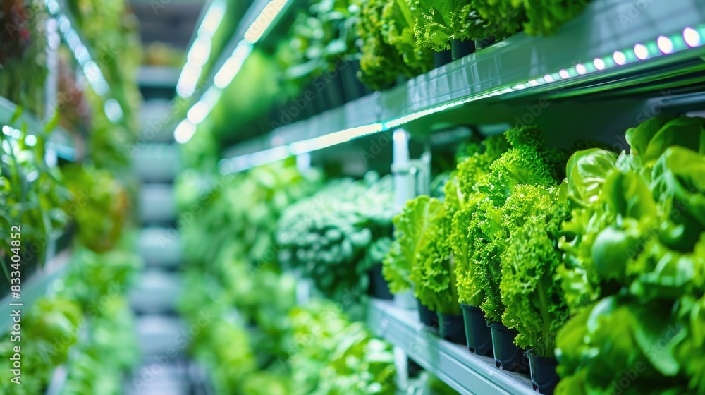 Mass production of green vegetables in a controlled environment on a ...