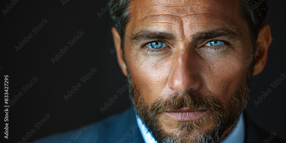 closeup of an executive portrait showing detailed facial features and ...