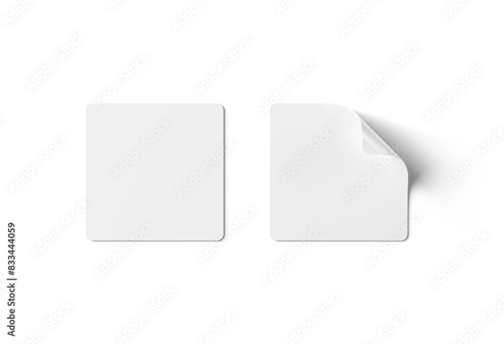 Blank squared sticker mockup isolated. Square label template. 3D ...