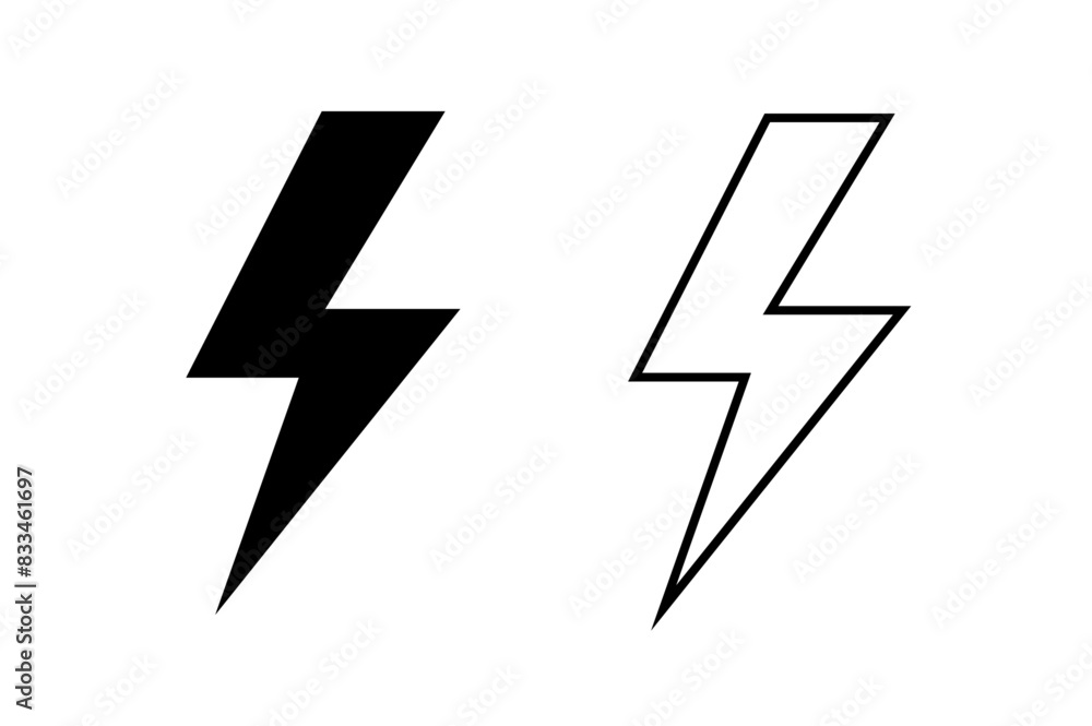 Lightning bolt icon. Thunder light. Black lightening logo isolated on ...
