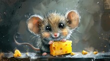 Cheeky Cartoon Mouse With Cheese Free Stock Photo - Public Domain Pictures