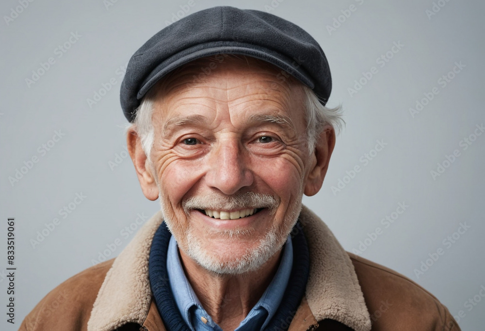 portrait view of a regular happy smiling Antarctic old man , ultra ...