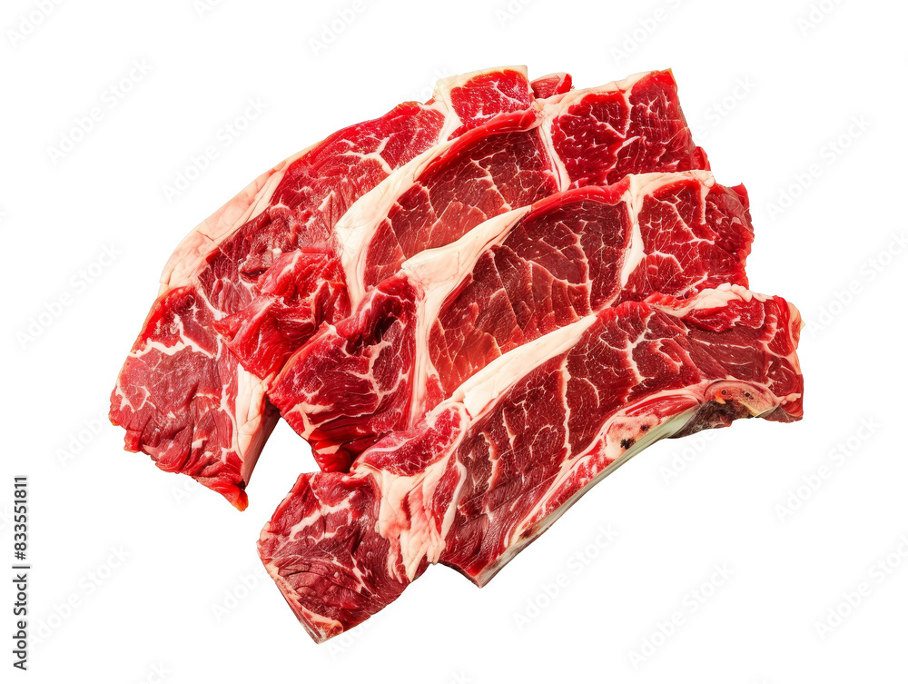 slices of Ribeye meat cut out transparent isolated on white background ...