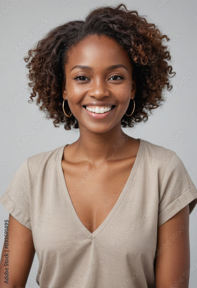 portrait view of a regular happy smiling Africans woman , ultra ...