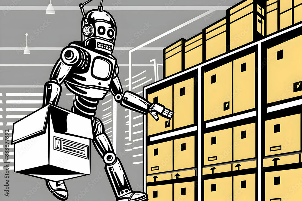 cartoon-like image of warehouse robot - robots, warehouse, automation ...
