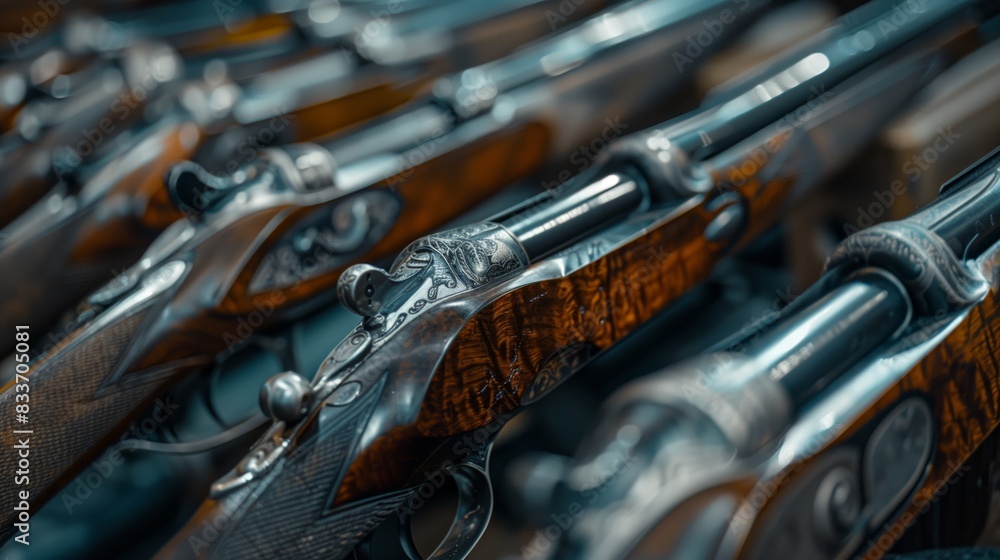 Old classic trigger one-barreled hunting rifles on a dark background ...