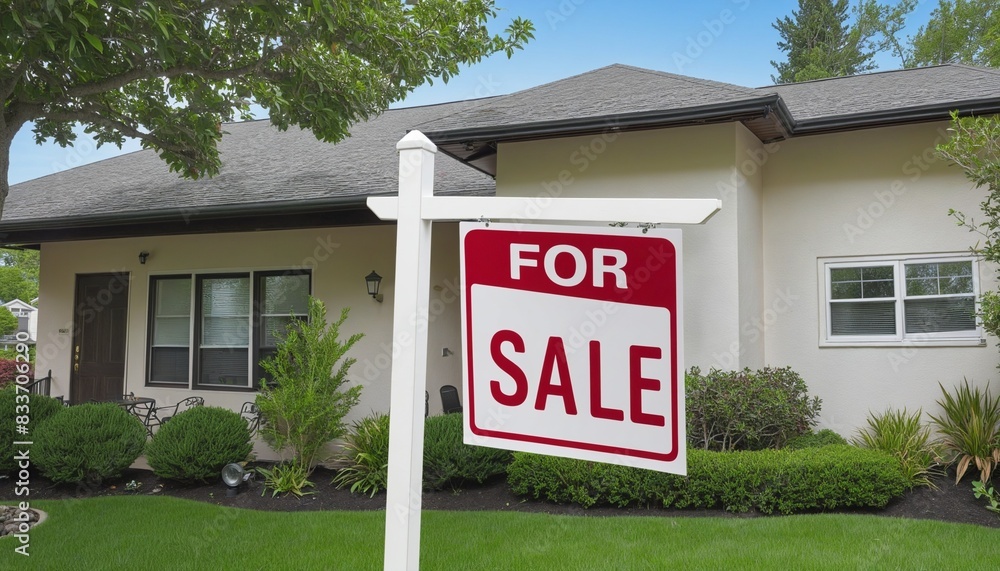 For sale sign outside a house Stock Photo | Adobe Stock