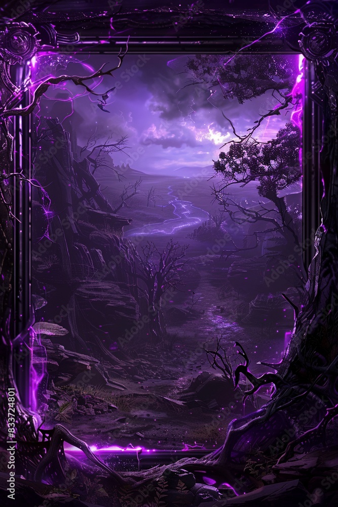 Enchanting yet menacing, this cartoon-style RPG card background ...