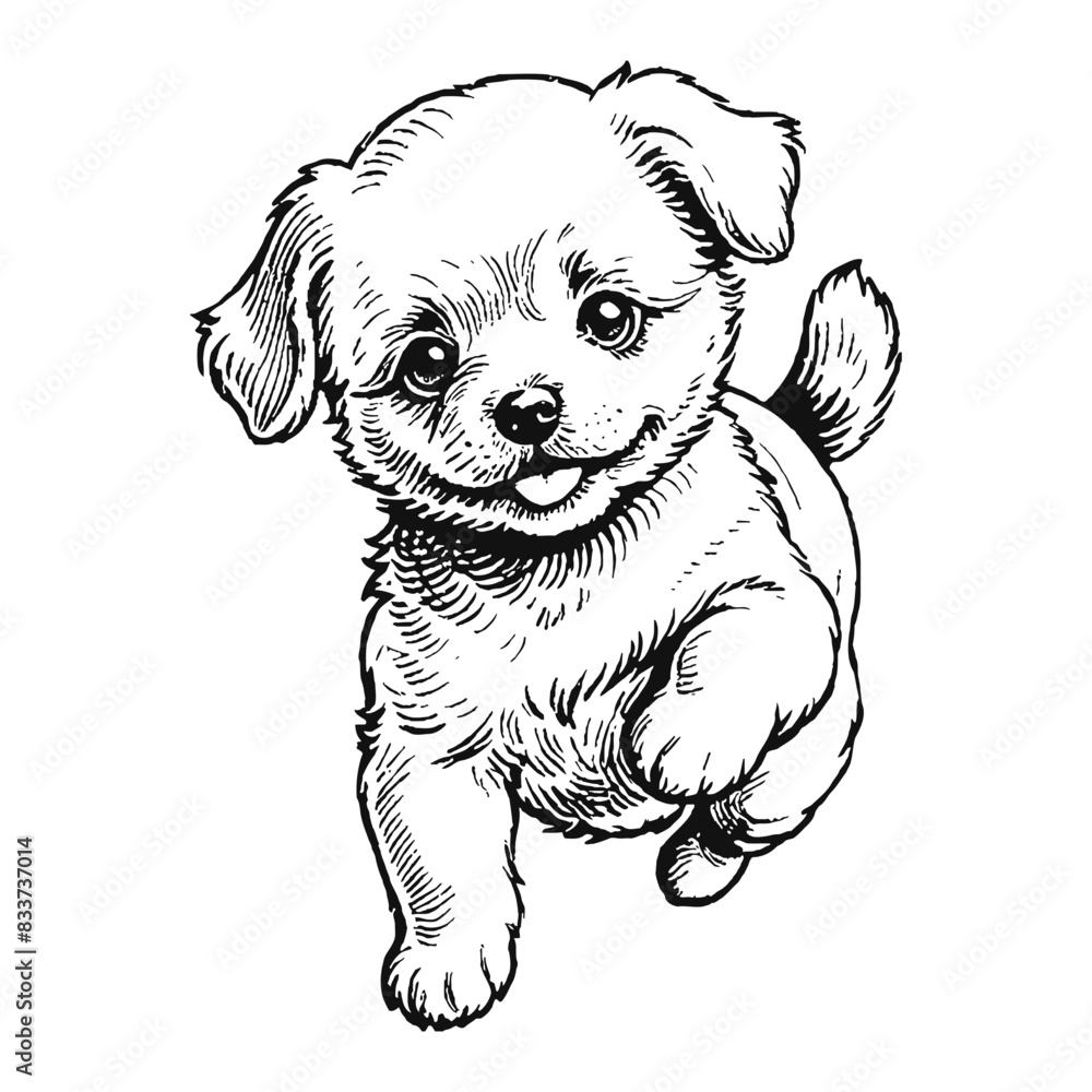 Maltipoo Dog Puppy Hand Drawn Engraved Ink Line Art Sketch Illustration ...