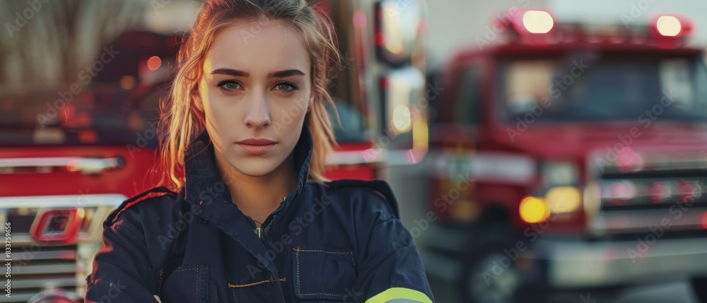 Confident Female Firefighter, Powerful Image for Recruitment Campaigns ...