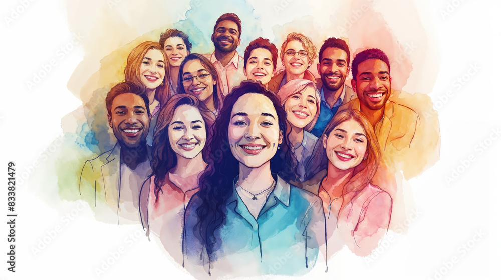 United group of multicultural people smiling together, mixed ethnicity ...