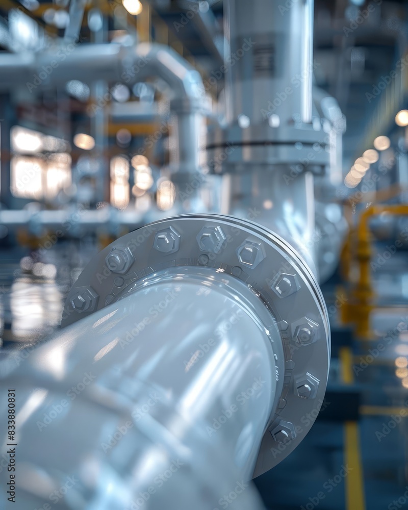 photography of a modern white gas pipe, inside modern gas plant, in the ...