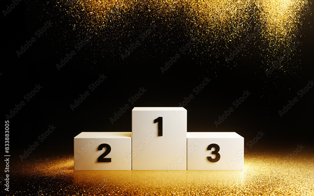 Empty Winners podium with 3 places. Luxury background with golden ...