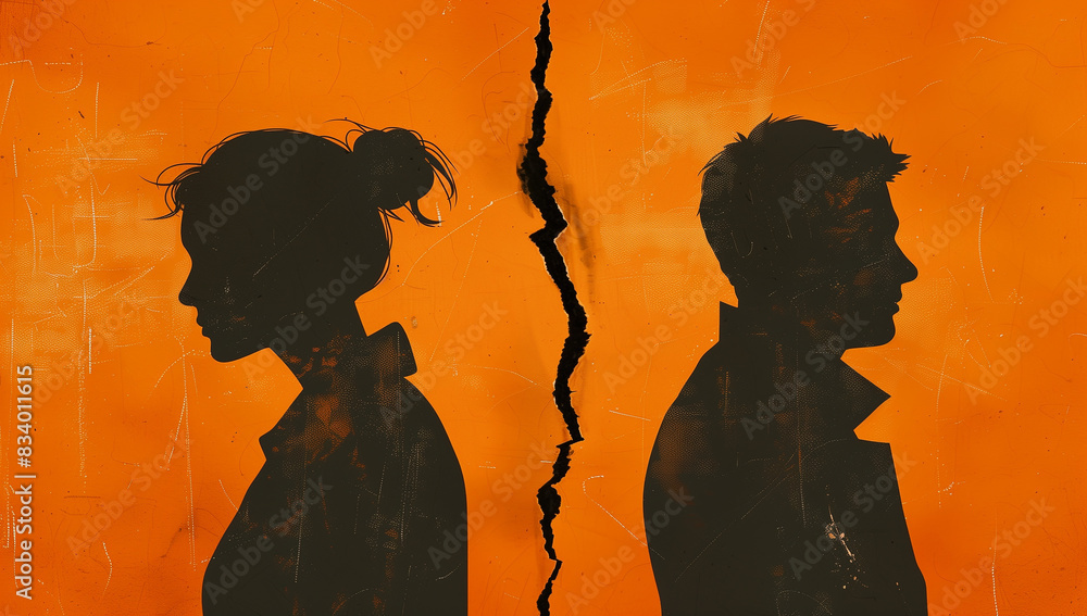 The couple is quarreling. Husband and wife are in conflict. Comics ...